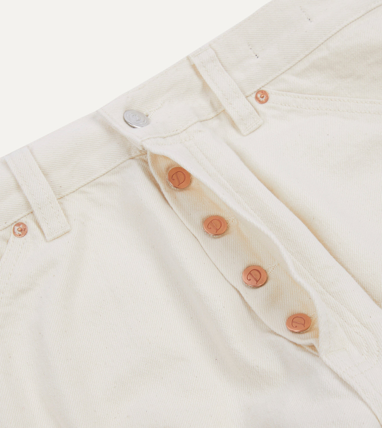 Ecru 12.7oz Selvedge Denim Tonal Stitch Five-Pocket Jeans – Drakes