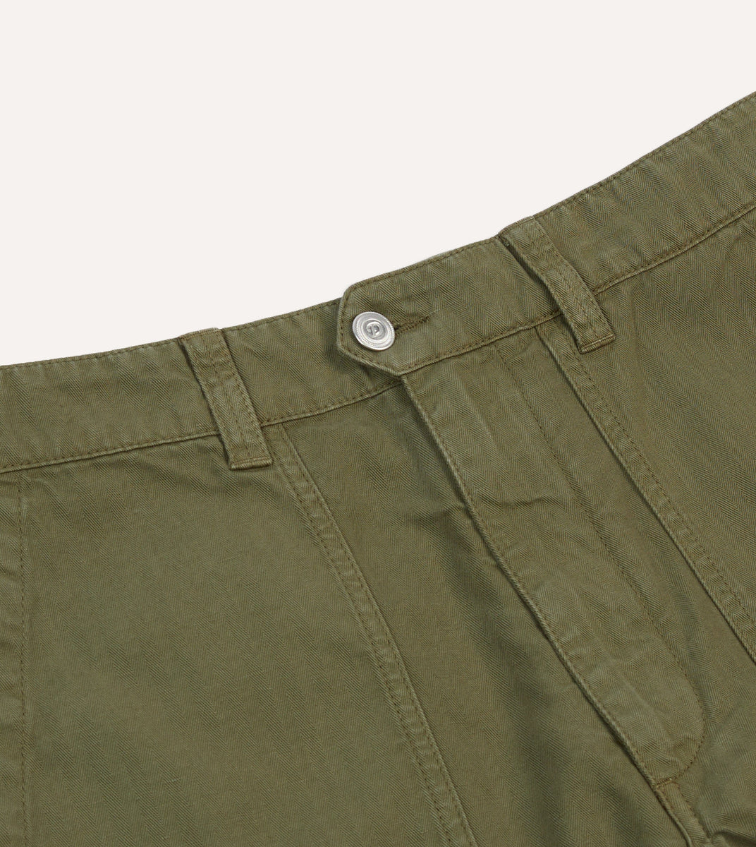 Olive Cotton-Linen Herringbone Fatigue Shorts – Drakes