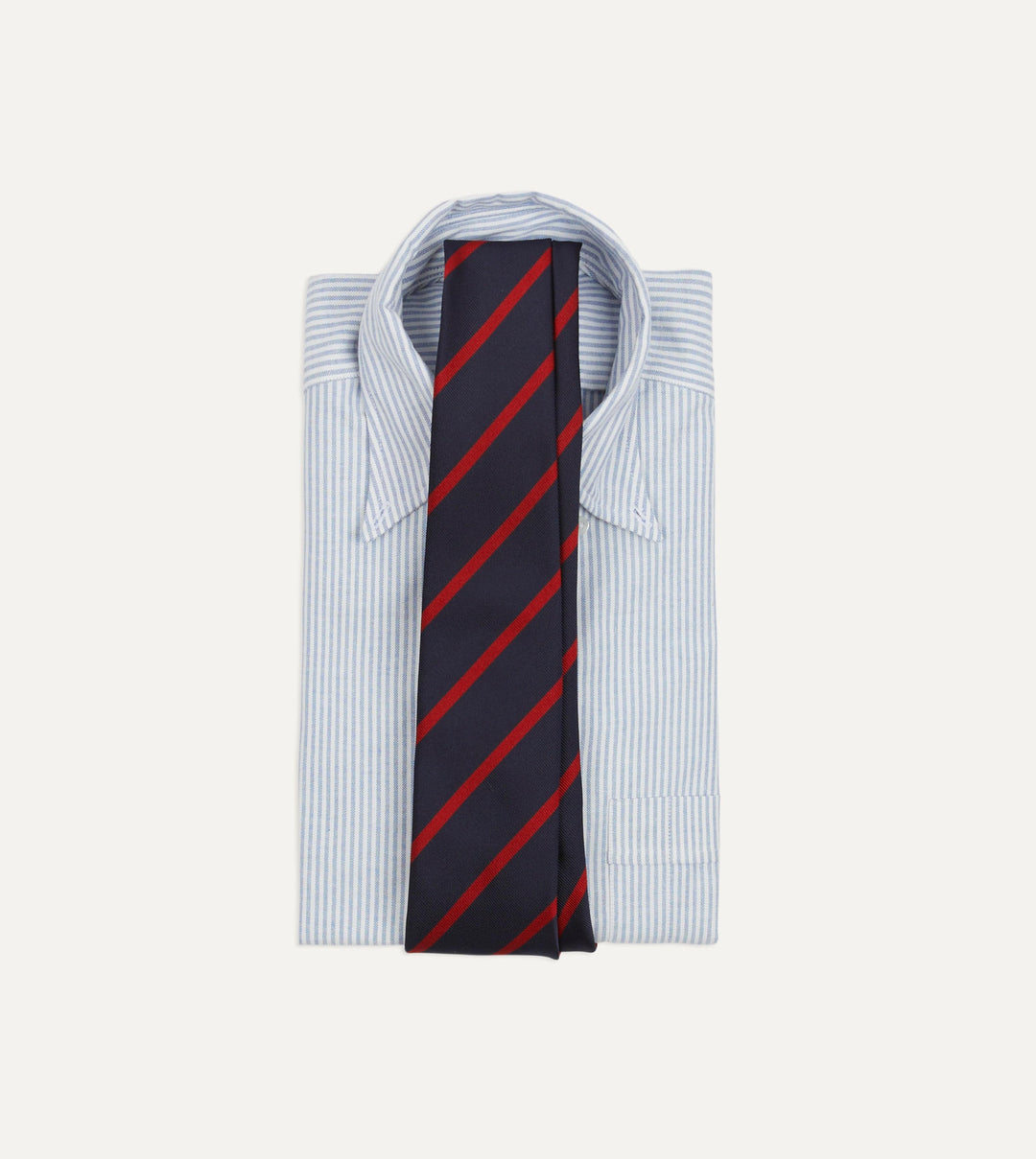 Navy and Red Stripe Repp Silk Tie – Drakes