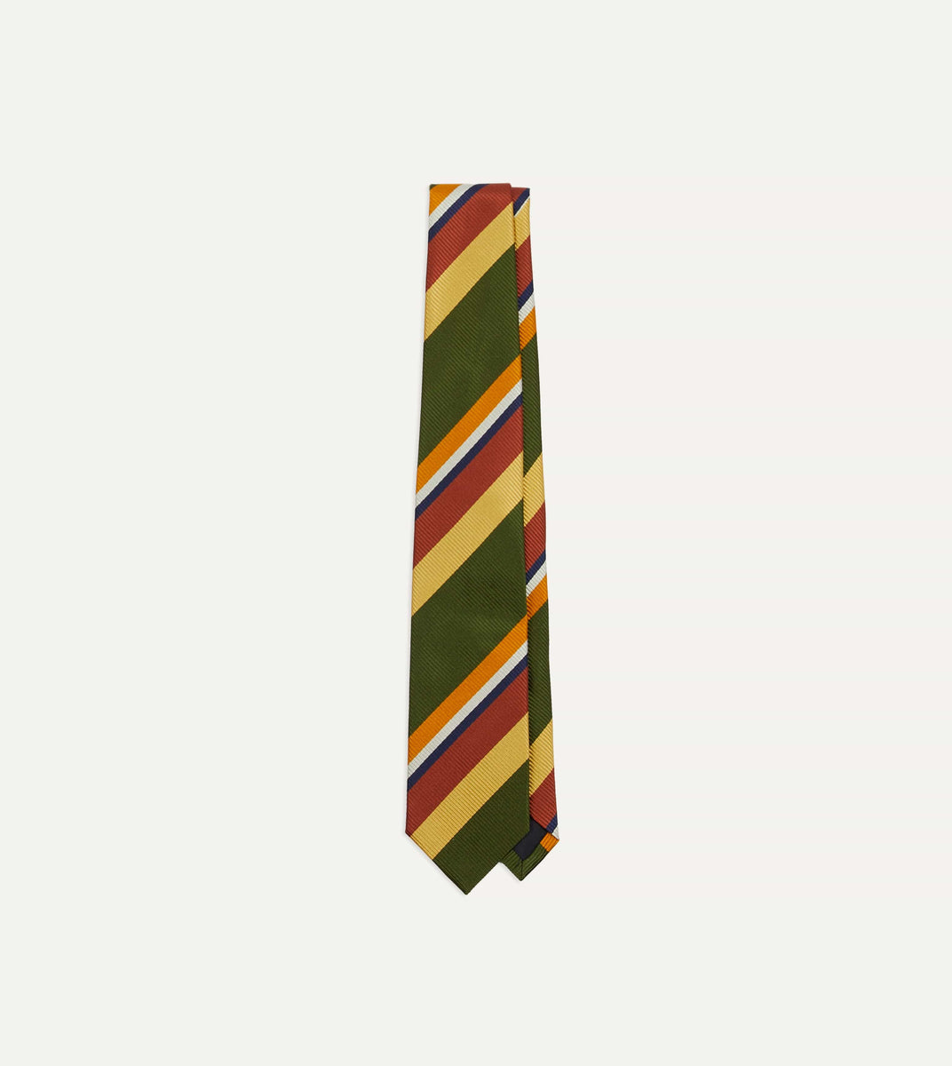 Green Multi Stripe Silk Tipped Tie – Drakes
