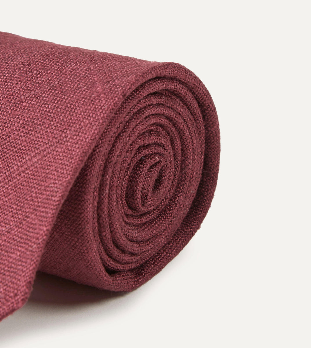 Burgundy Tussah Hand Rolled Silk Tie – Drakes