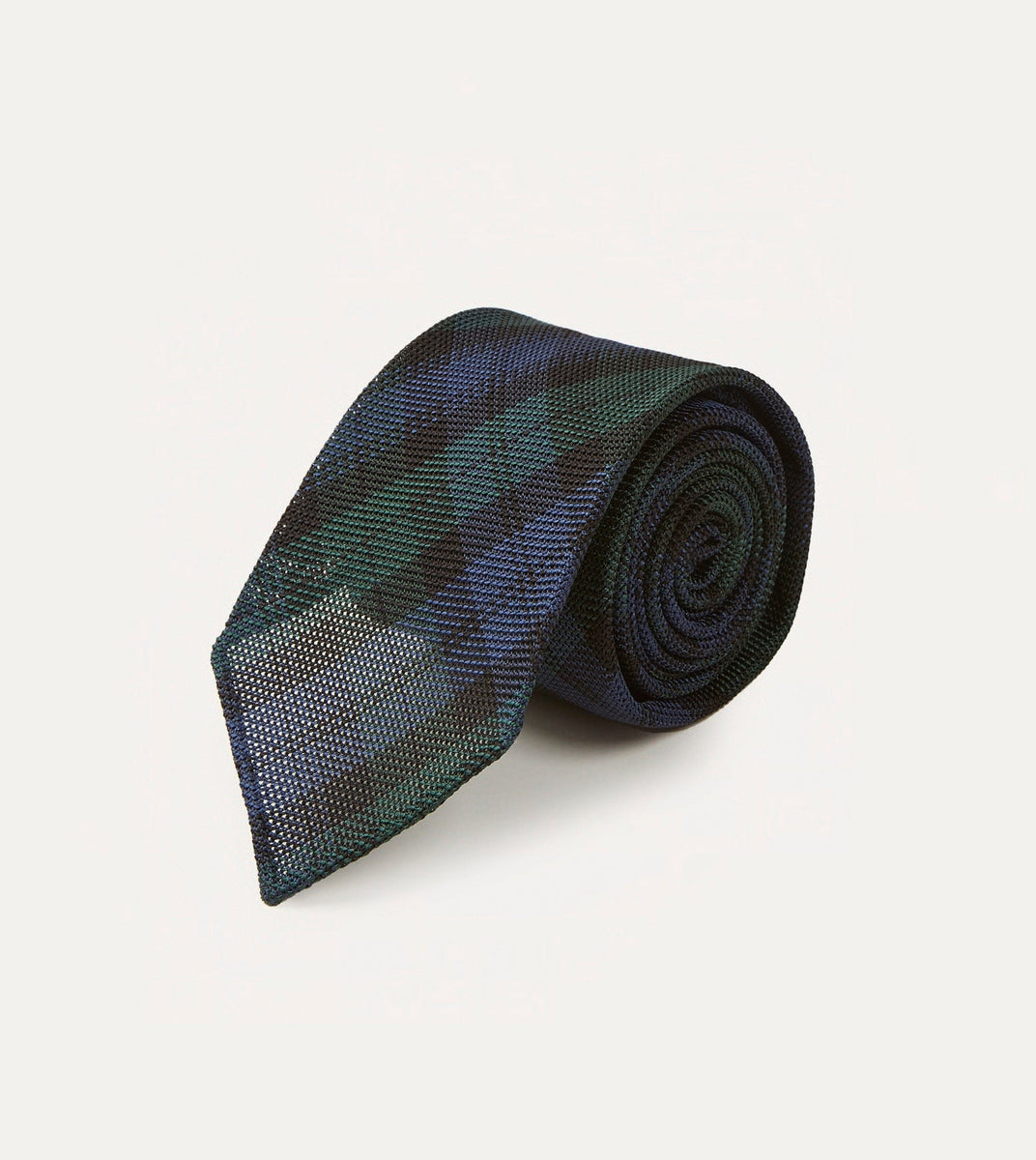 Blackwatch Fine Woven Grenadine Silk Hand Rolled Tie – Drakes