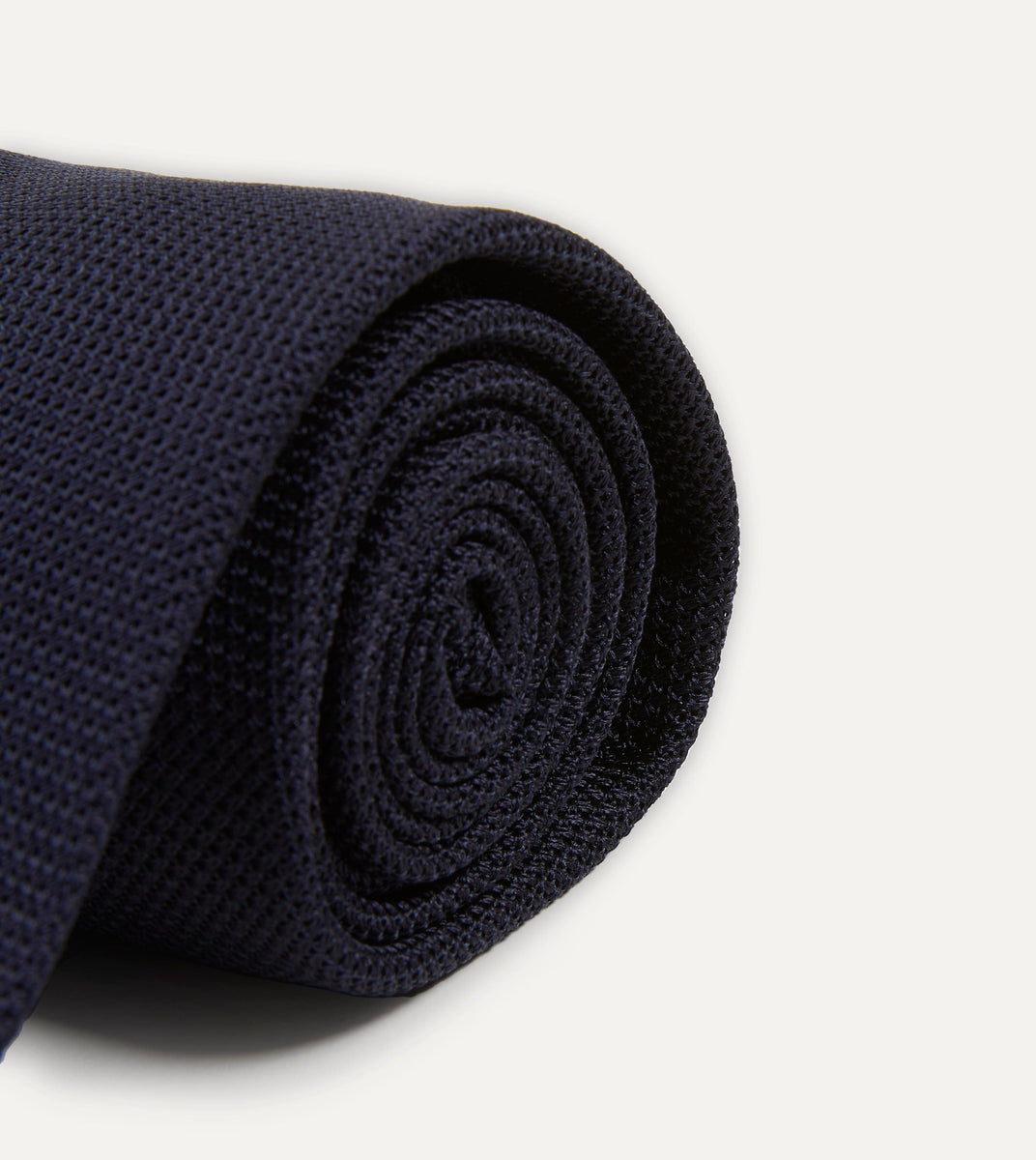 Dark Navy Fine Woven Grenadine Silk Hand Rolled Tie – Drakes
