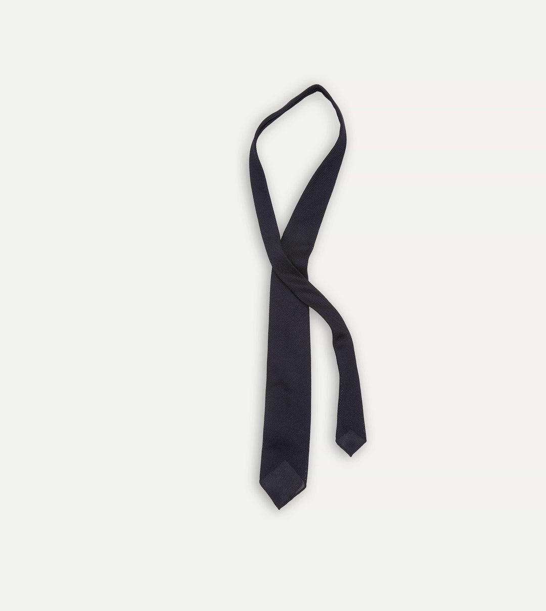 Dark Navy Fine Woven Grenadine Silk Hand Rolled Tie – Drakes