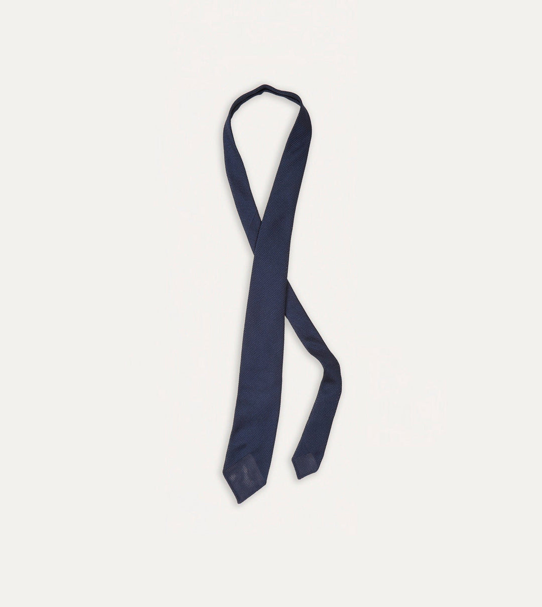 Navy Fine Woven Grenadine Silk Hand Rolled Tie – Drakes
