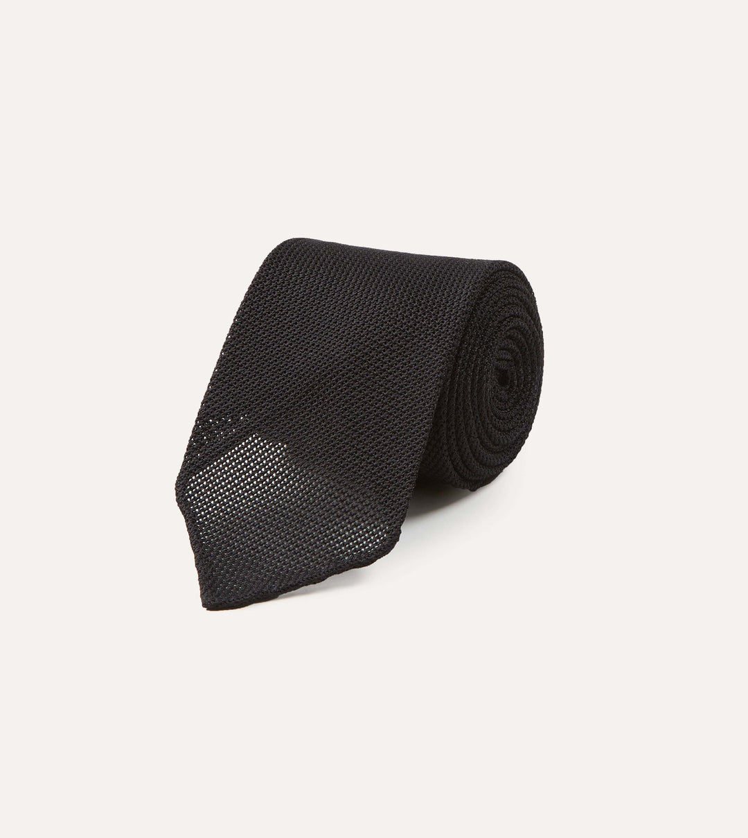 Black Fine Woven Grenadine Silk Hand Rolled Tie – Drakes
