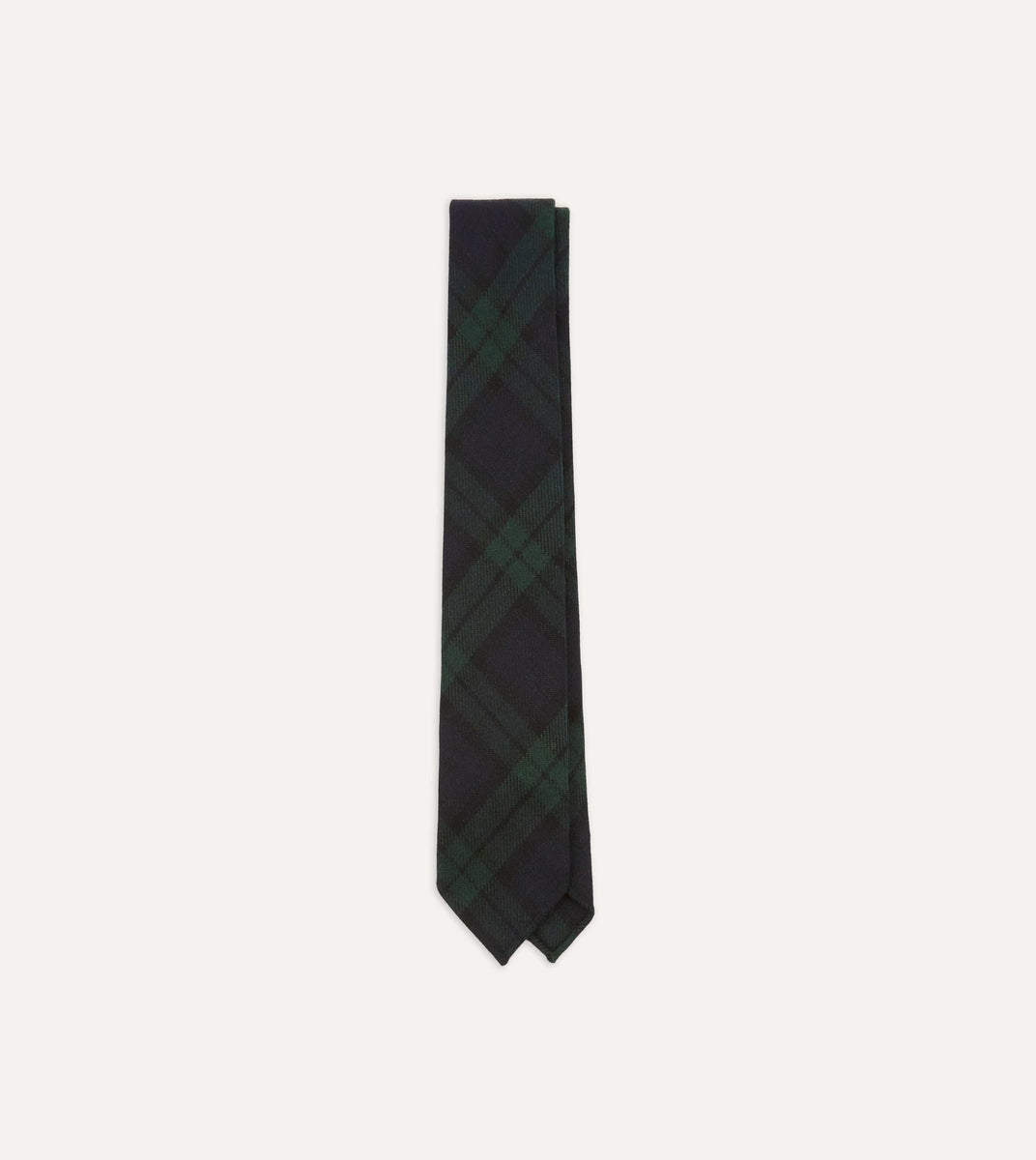 Blackwatch Check Hand Rolled Wool Tie – Drakes