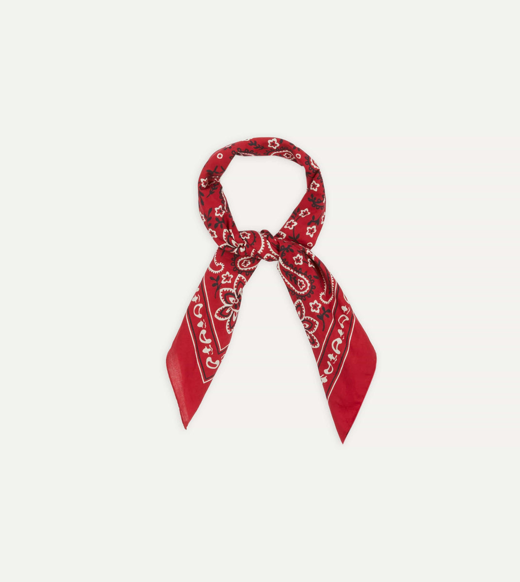 Red Paisley Print Cotton Bandana – Drakes