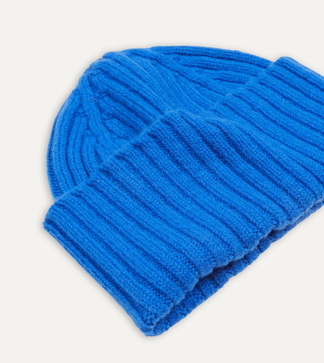 Blue Lambswool Ribbed Knit Cap – Drakes