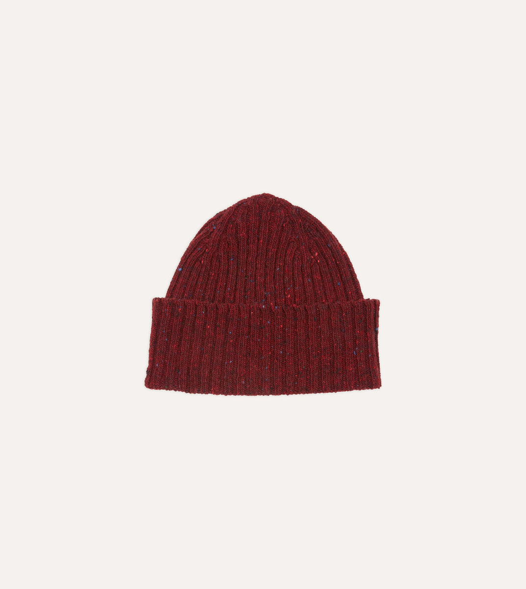 Red Ribbed Merino Donegal Knit Cap – Drakes