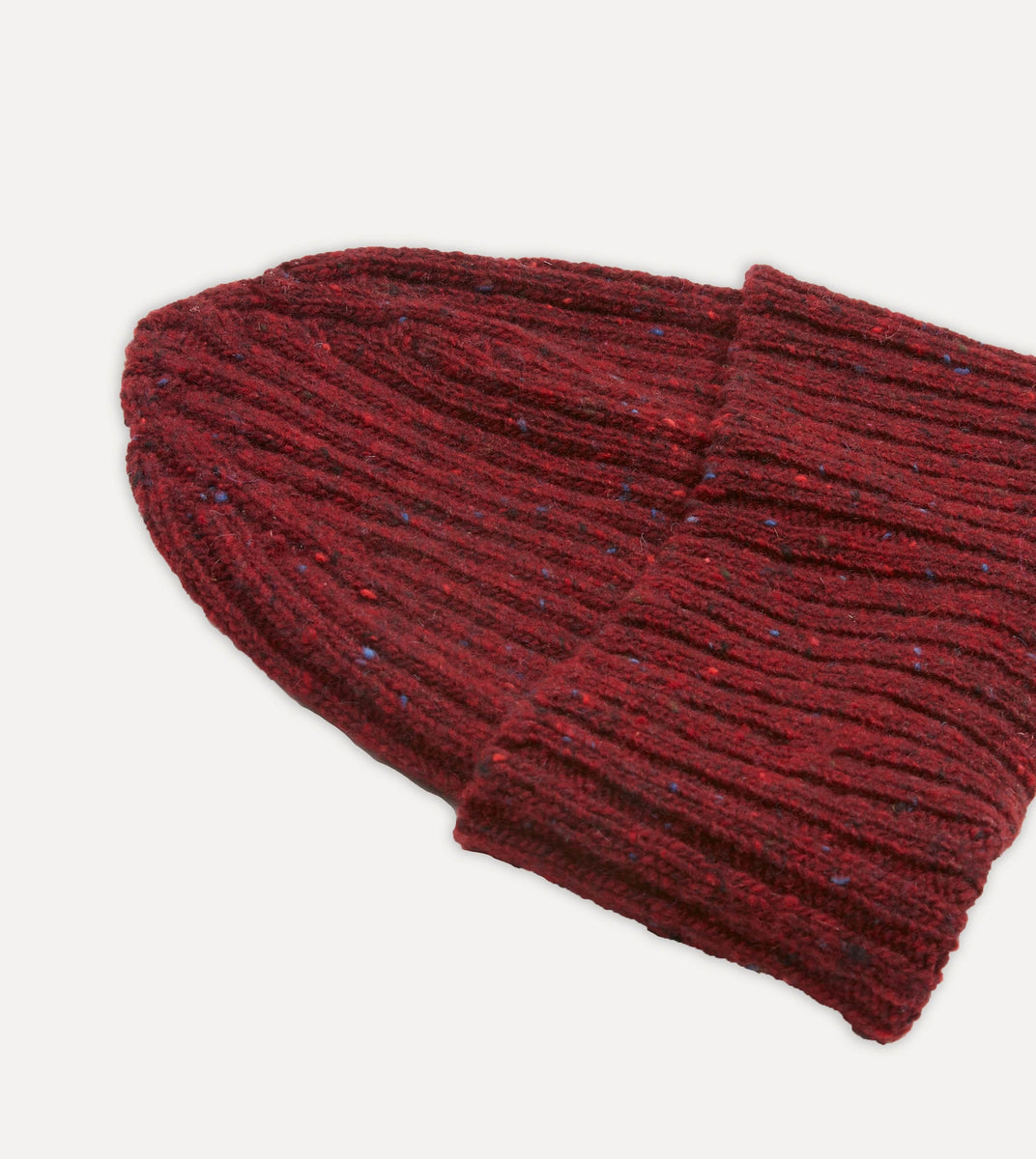Red Ribbed Merino Donegal Knit Cap – Drakes