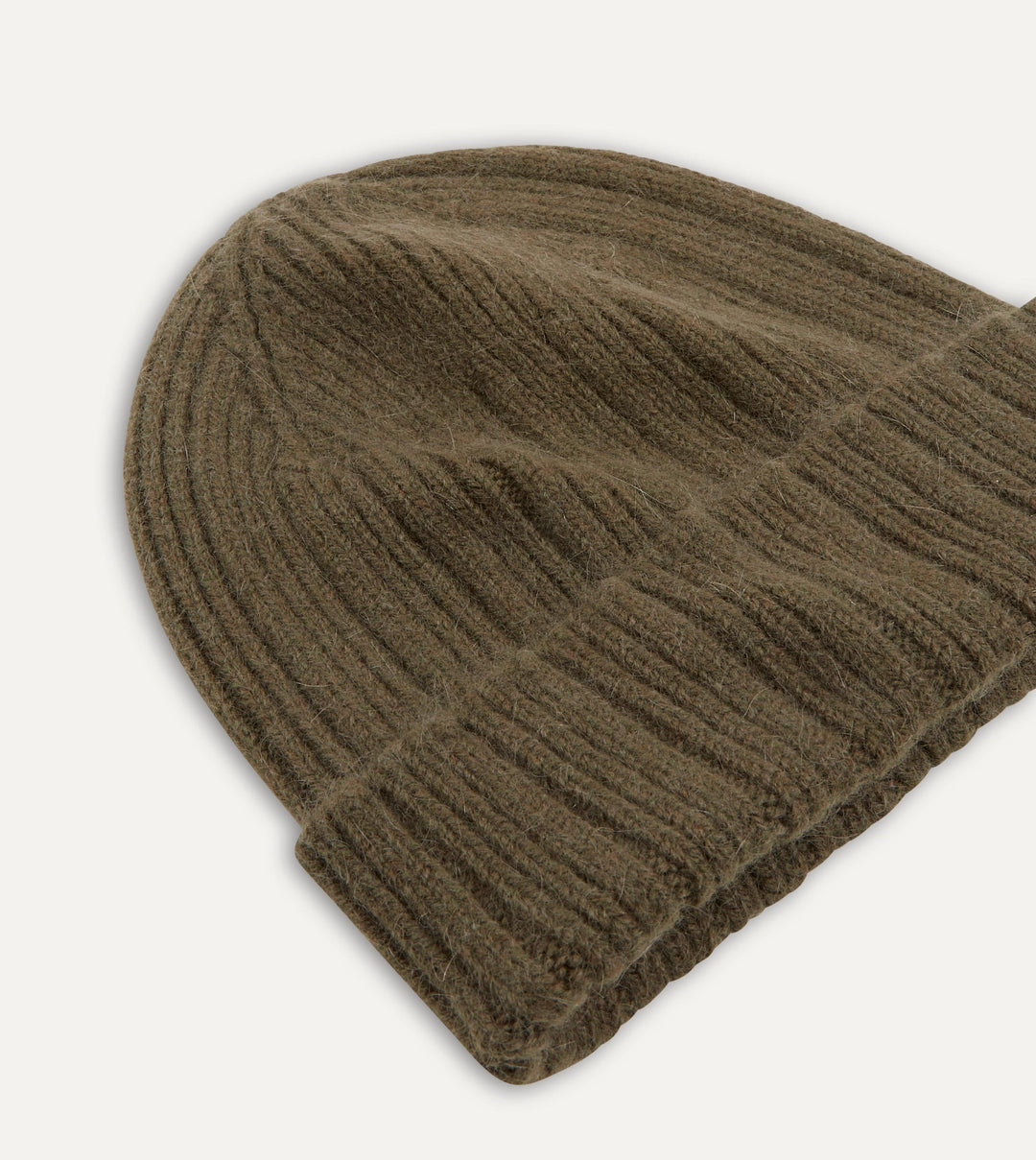 Khaki Green Angora Lambswool Ribbed Knit Cap – Drakes