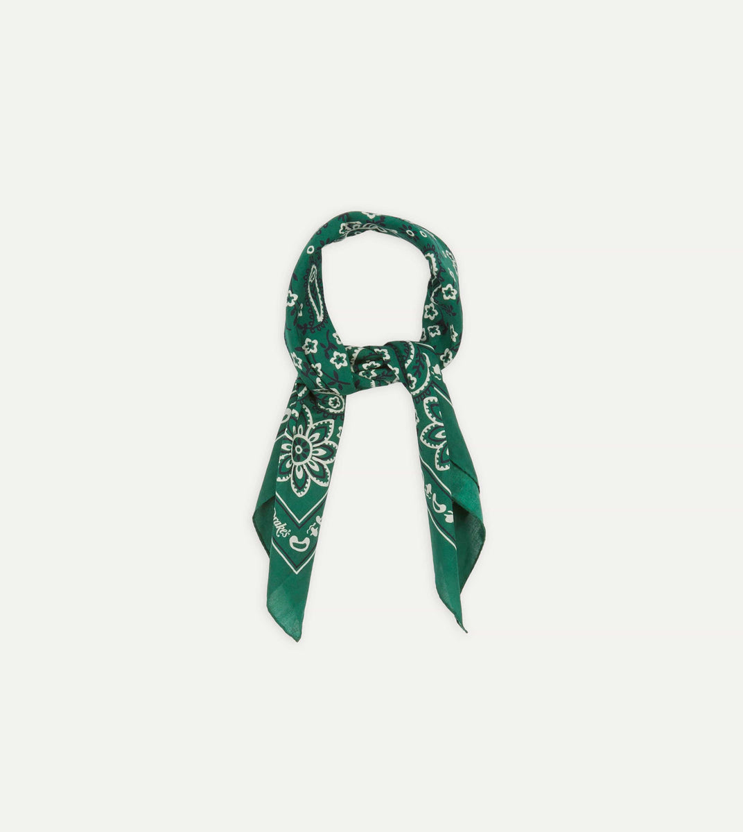 Green Paisley Print Cotton Bandana – Drakes