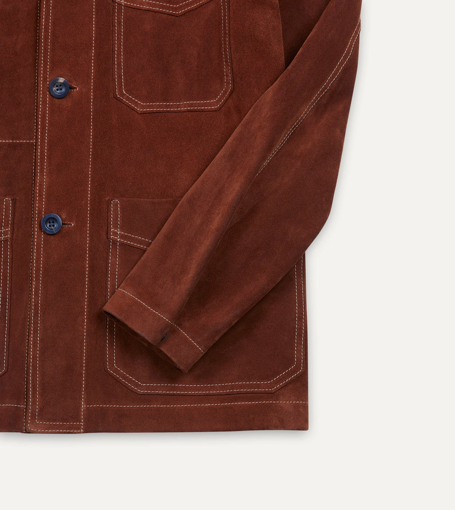 Rust Heavyweight Suede Five-Pocket Chore Jacket – Drakes