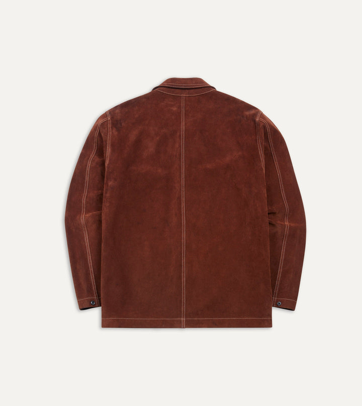 Rust Heavyweight Suede Five-Pocket Chore Jacket – Drakes