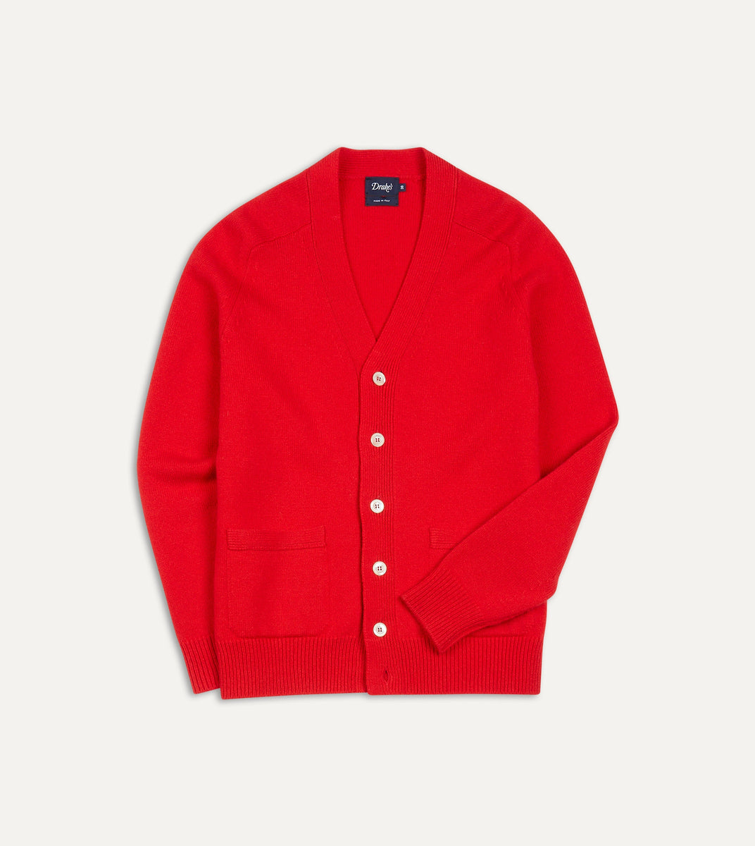 Red Lambswool 6 Button Cardigan – Drakes