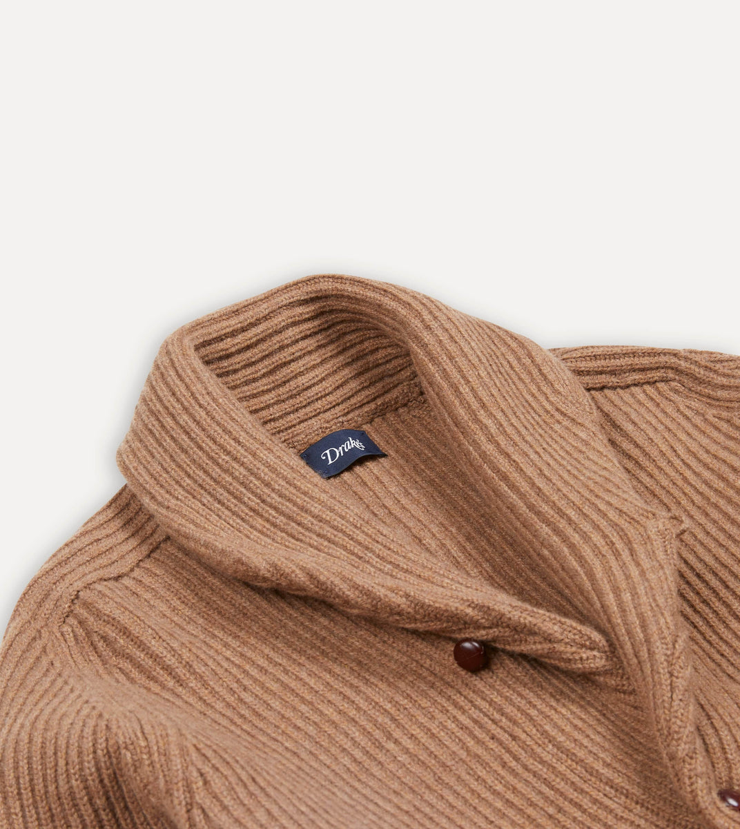 Camel Lambswool Shawl Collar Cardigan – Drakes