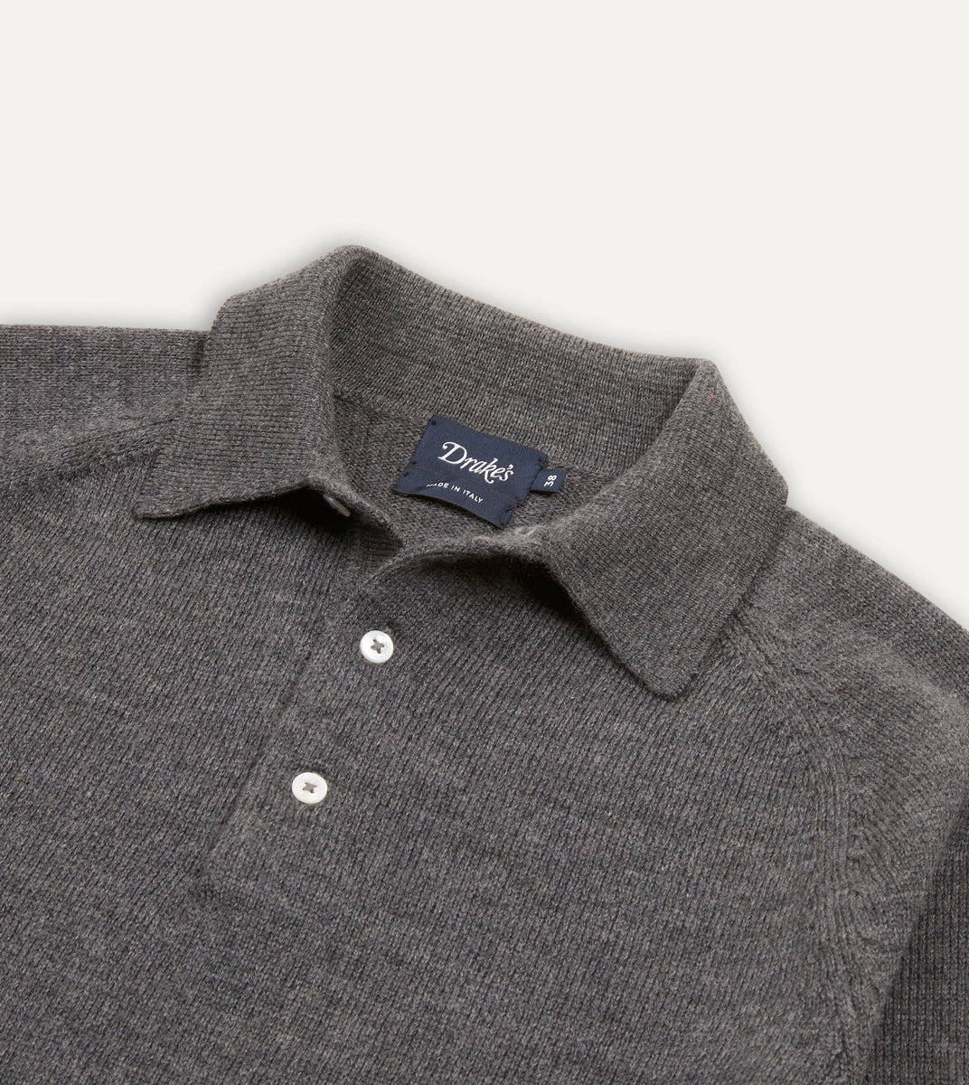 Grey Merino Wool Knitted Polo – Drakes