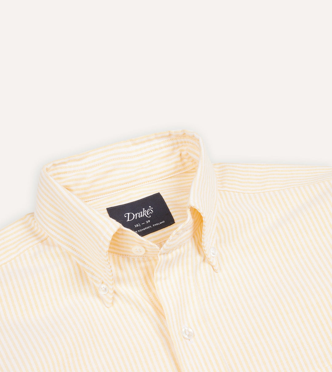Yellow Ticking Stripe Cotton Oxford Cloth Button-Down Shirt – Drakes