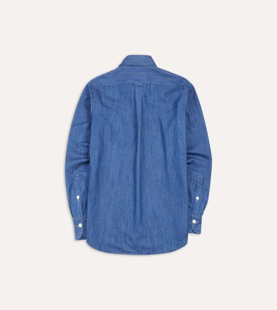 Mid-Blue Washed Denim Cotton Two-Pocket Work Shirt – Drakes