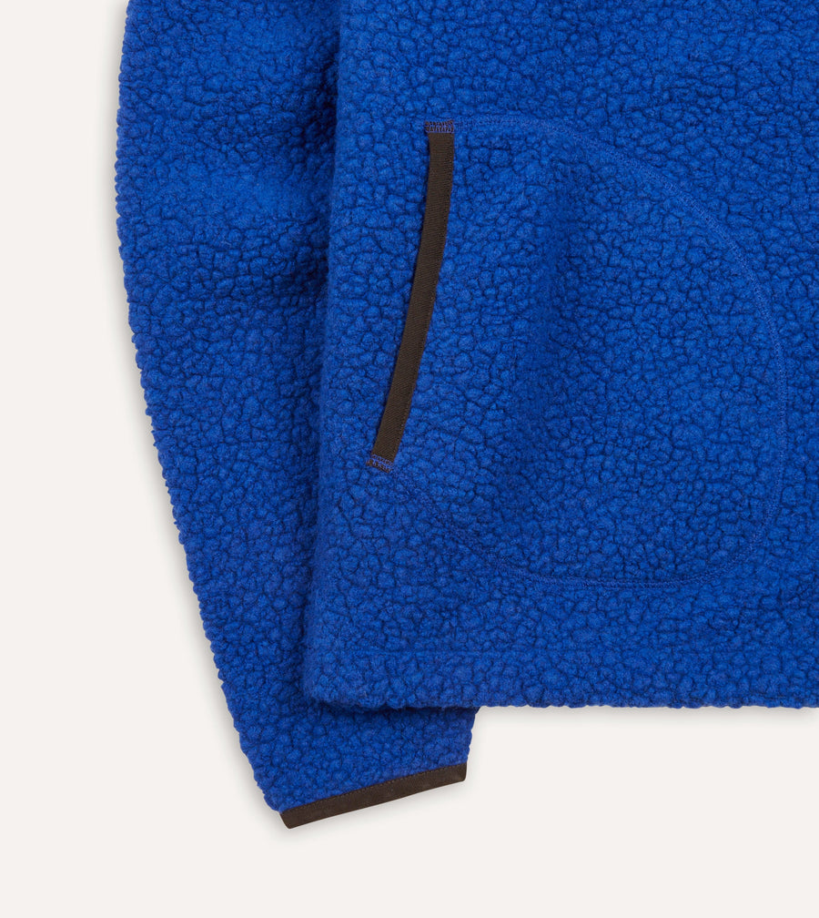 Blue Boucle Wool Zip Fleece Jacket – Drakes