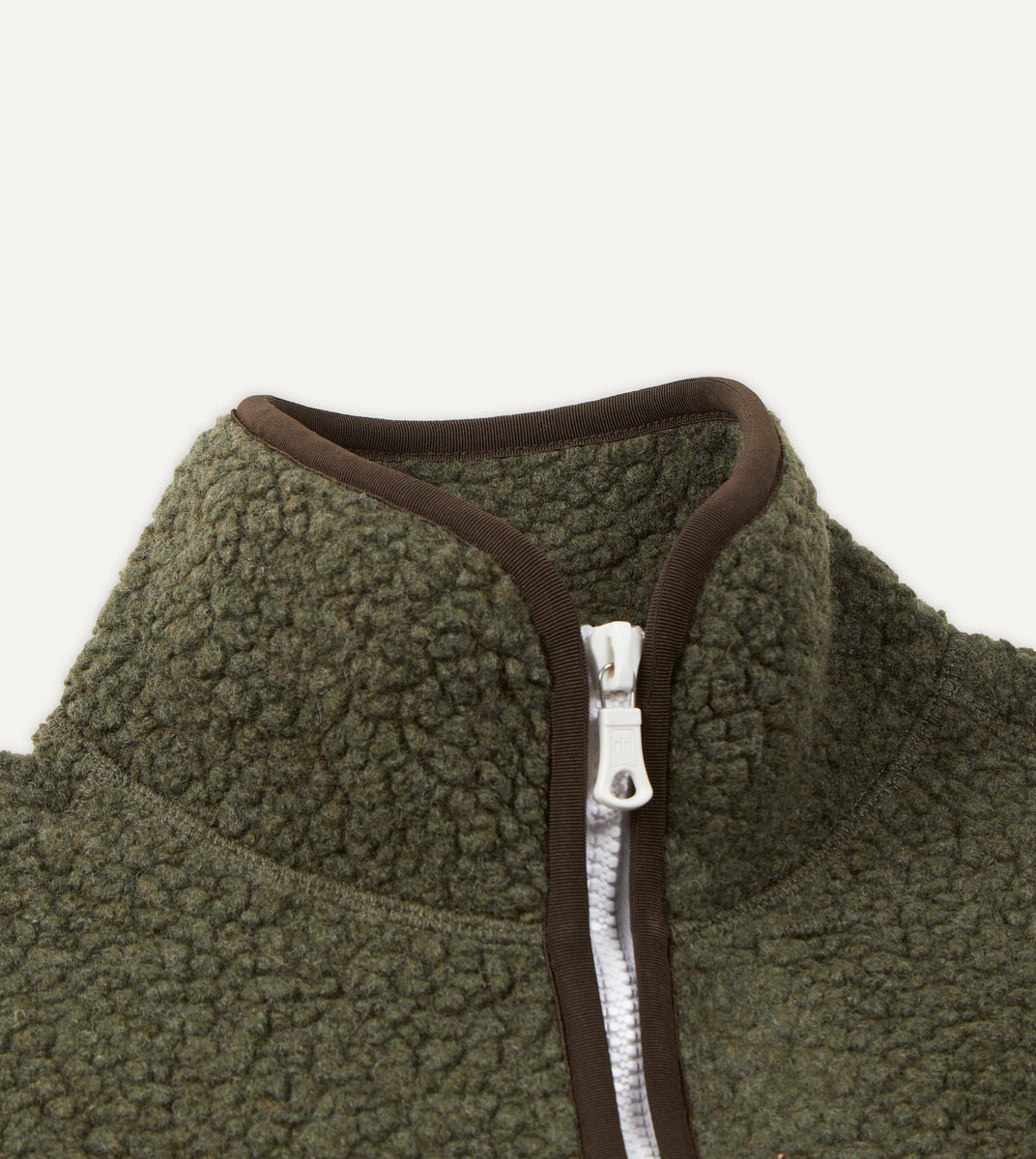 Green Boucle Wool Zip Fleece Jacket – Drakes