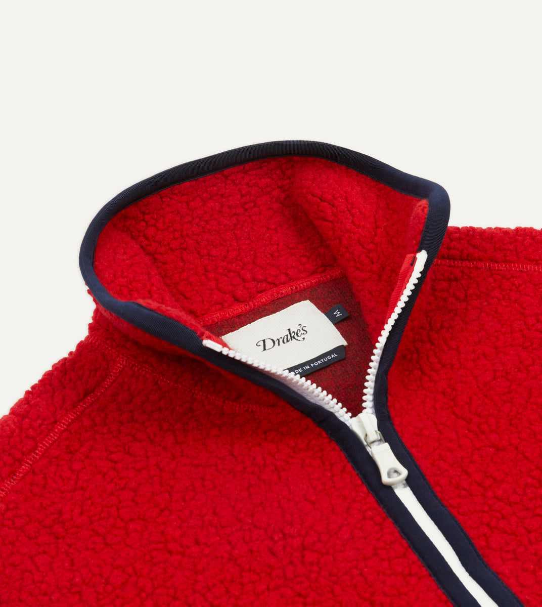Red Boucle Wool Zip Fleece Vest – Drakes